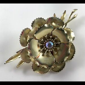 Coro | Jewelry | Statement Vintage Coro Pin Brooch Gold Flower Ab ...